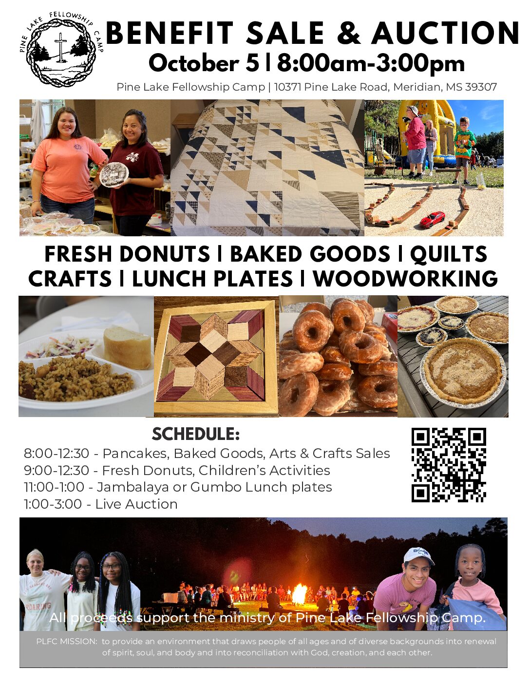 Benefit Sale & Auction Poster - Pine Lake Fellowship Camp